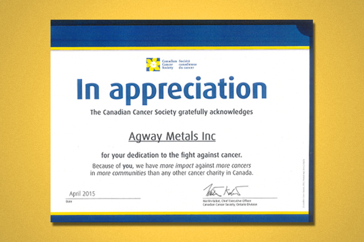 Continuing the Fight Against Cancer – Agway Metals Inc.